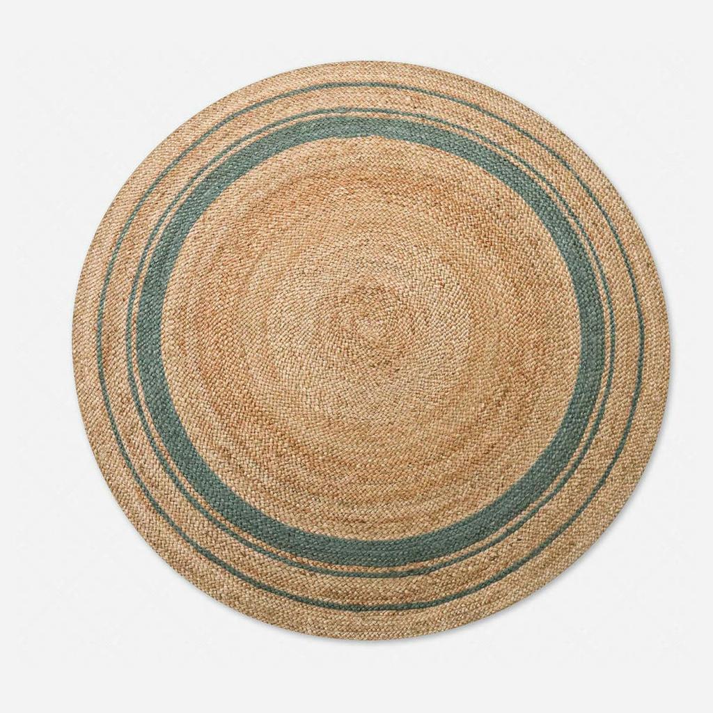 Harmony Rings Jute Rug - Handcrafted Round Jute Rug with Colorful Dyed ...