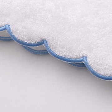White Scalloped Edge Cotton Bath Sheets with Coral Embroidery - Set of ...