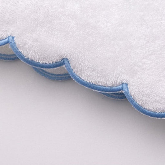 White Scalloped Edge Cotton Bath Sheets with Coral Embroidery - Set of ...
