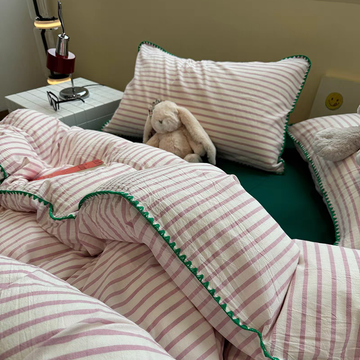 Sweet Stripes Bedding Set - Hot Pink