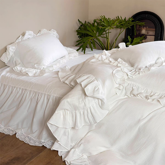 White French Lace Ruffle Bedding Set